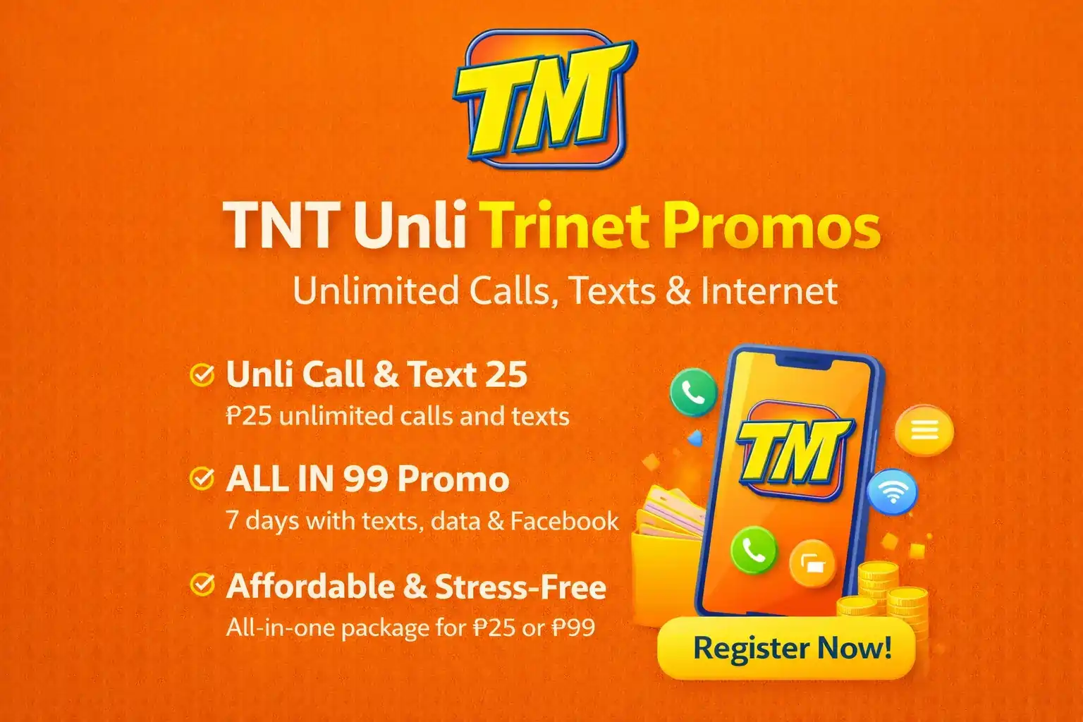 TNT Unli Trinet Calls, Unli 25 & ALL IN 99 Promo